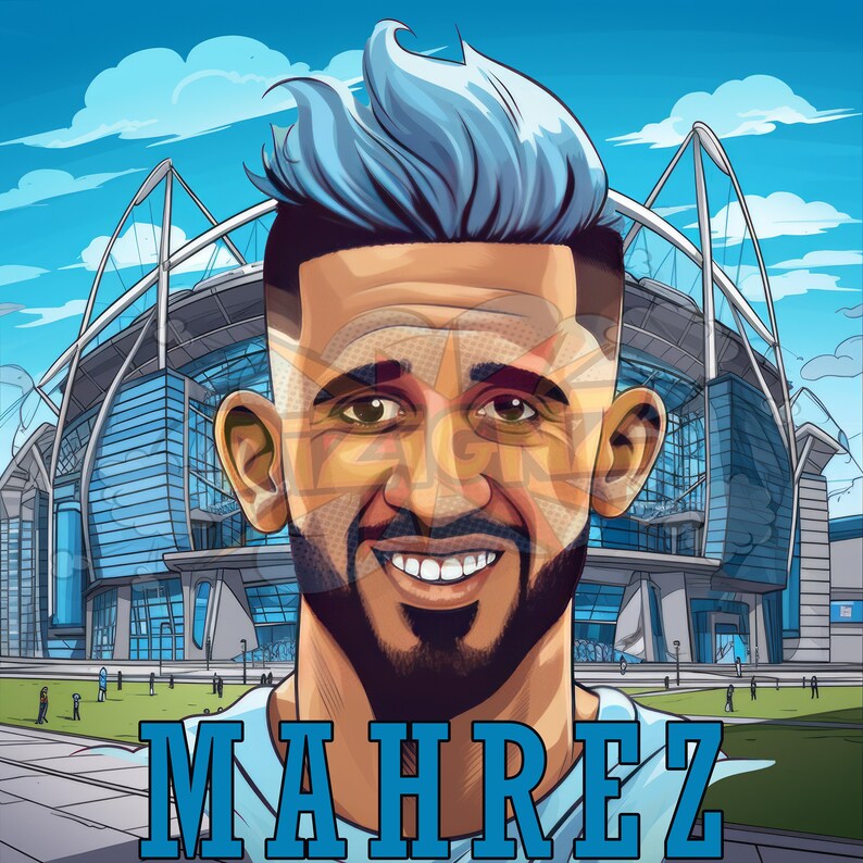 Manchester City Caricature Cartoon Various Players Premier - Etsy