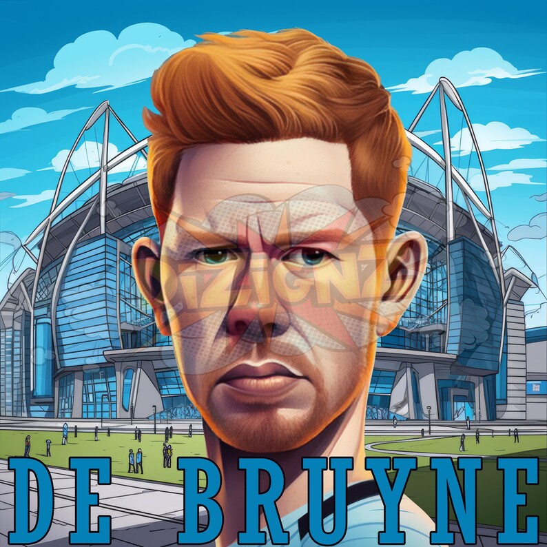 Manchester City Caricature Cartoon Various Players Premier - Etsy