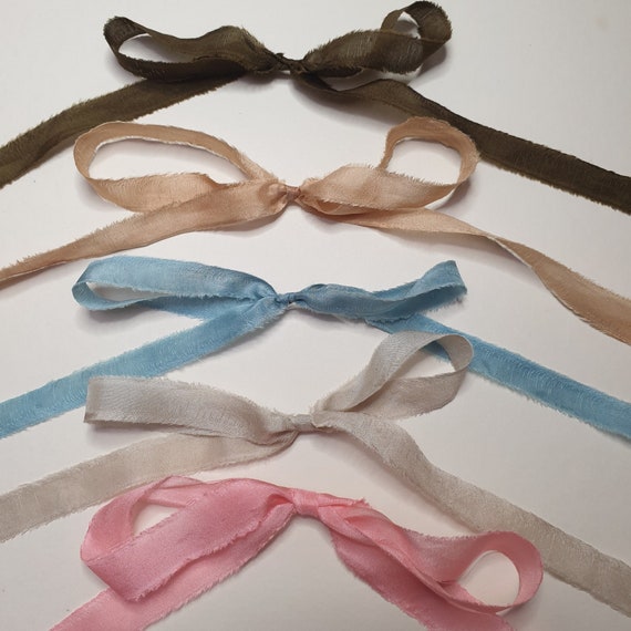Hair Ribbon Bow. Organic Silk. Naturally Dyed. 1.5cm. Thin Width. Etsy UK