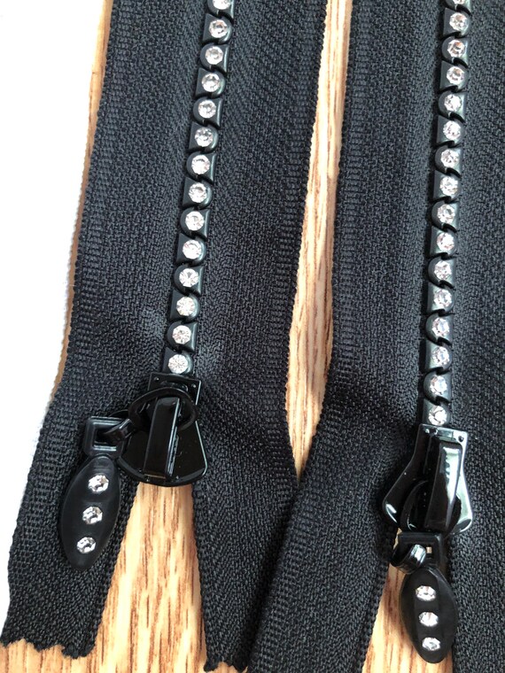 11 Rhinestone Zippers. Available in Black. - Etsy