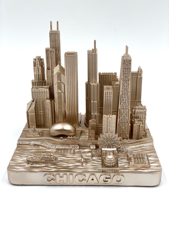 Chicago city skyline landmark 3D model rose gold 4 1/2 inche | Etsy