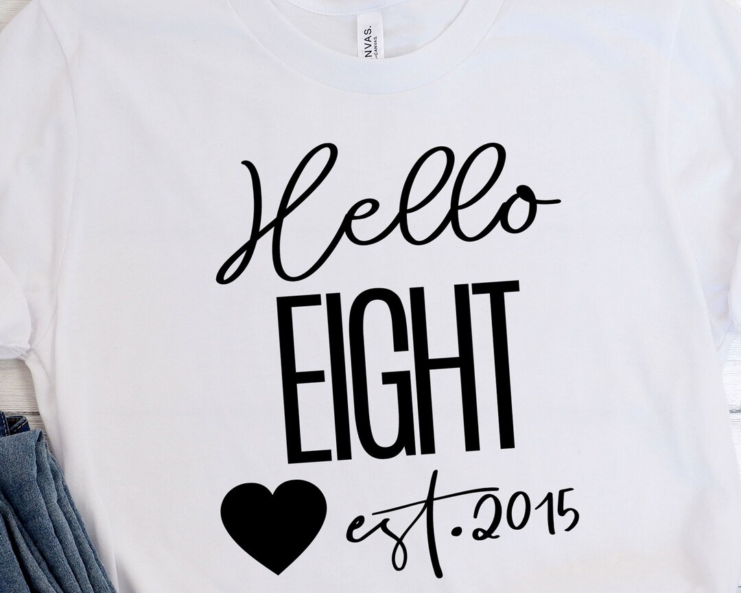 Hello Eight SVG, Est 2015 Svg, Eighth Birthday Svg, Eight Years Old Svg ...