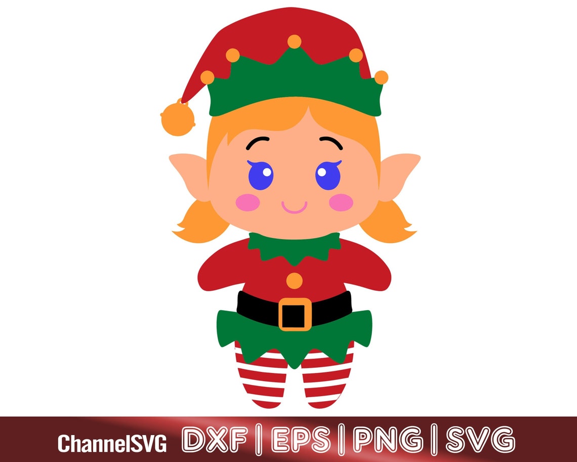 Christmas Cartoon Character SVG Elf Svg Girl Elf Svg Elf Face Svg Merry ...