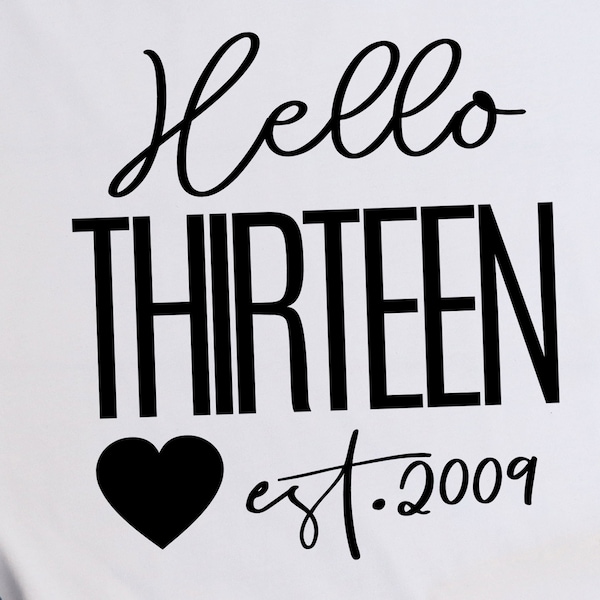 Hello Thirteen Est 2009 Svg - Etsy