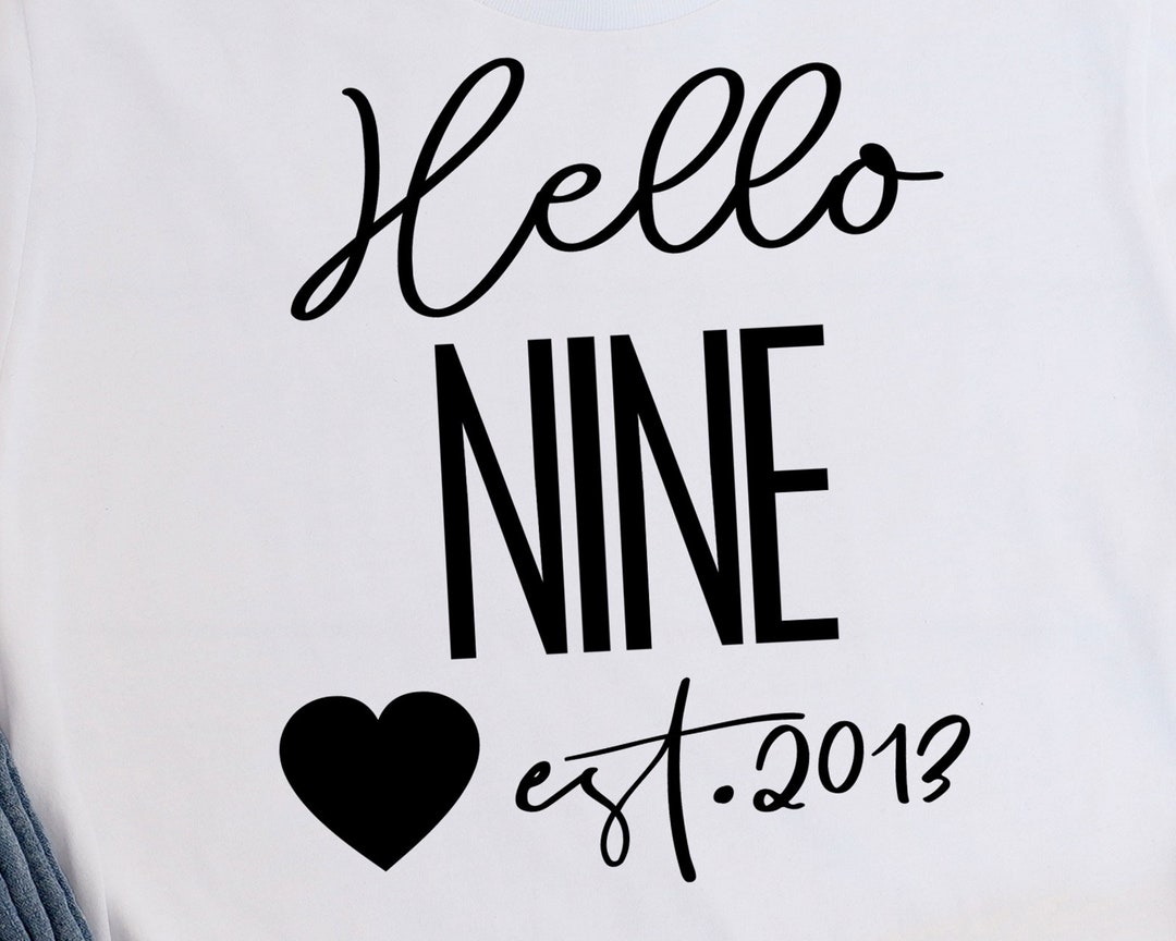 Hello Nine SVG, Est 2013 Svg, Ninth Birthday Svg, Nine Years Old Svg ...