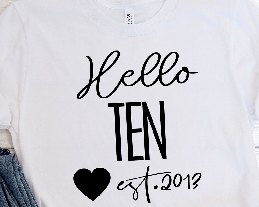 Hello Ten SVG, Est 2013 Svg, Tenth Birthday Svg, Ten Years Old Svg ...