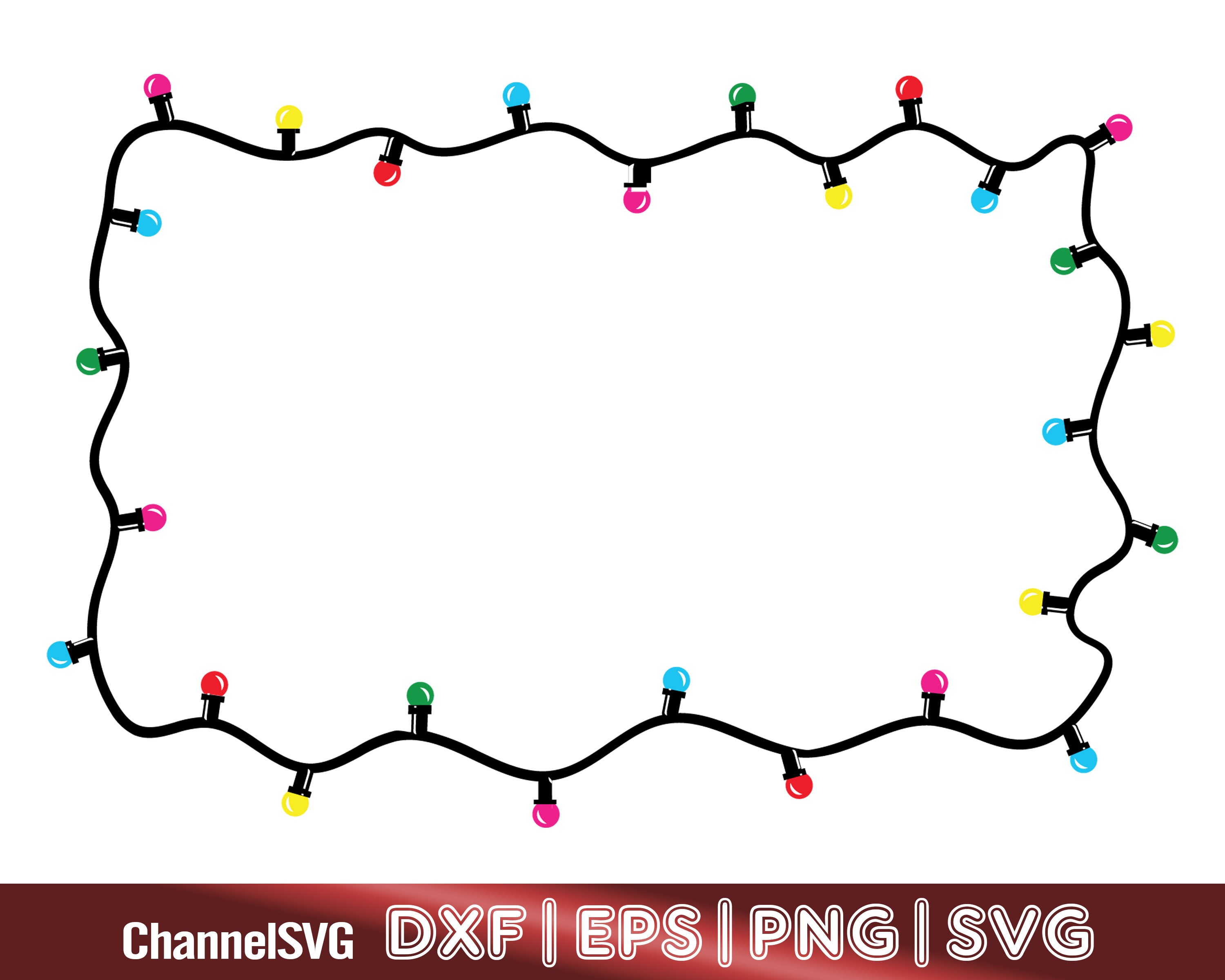 Christmas Lights Frame SVG, Merry Christmas Lights Strand Svg ...