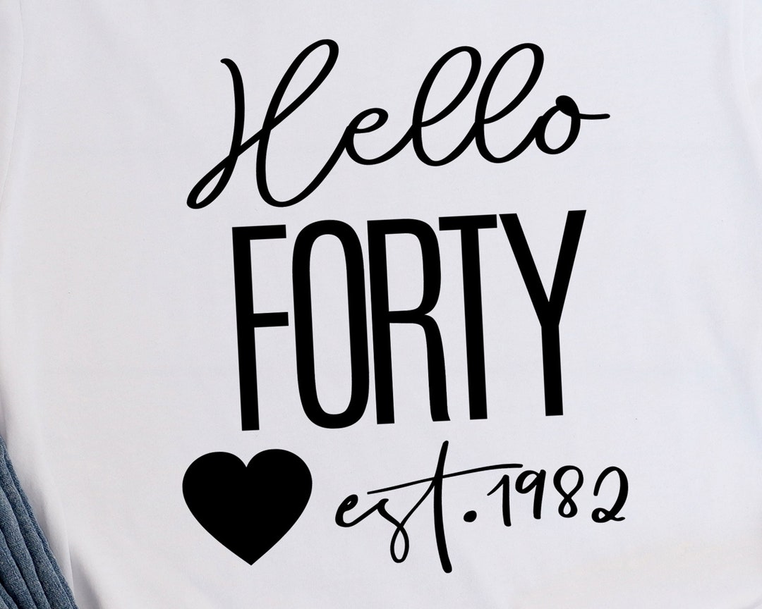 Hello Forty SVG, Est 1982 Svg, Fortieth Birthday Svg, Forty Years Old ...