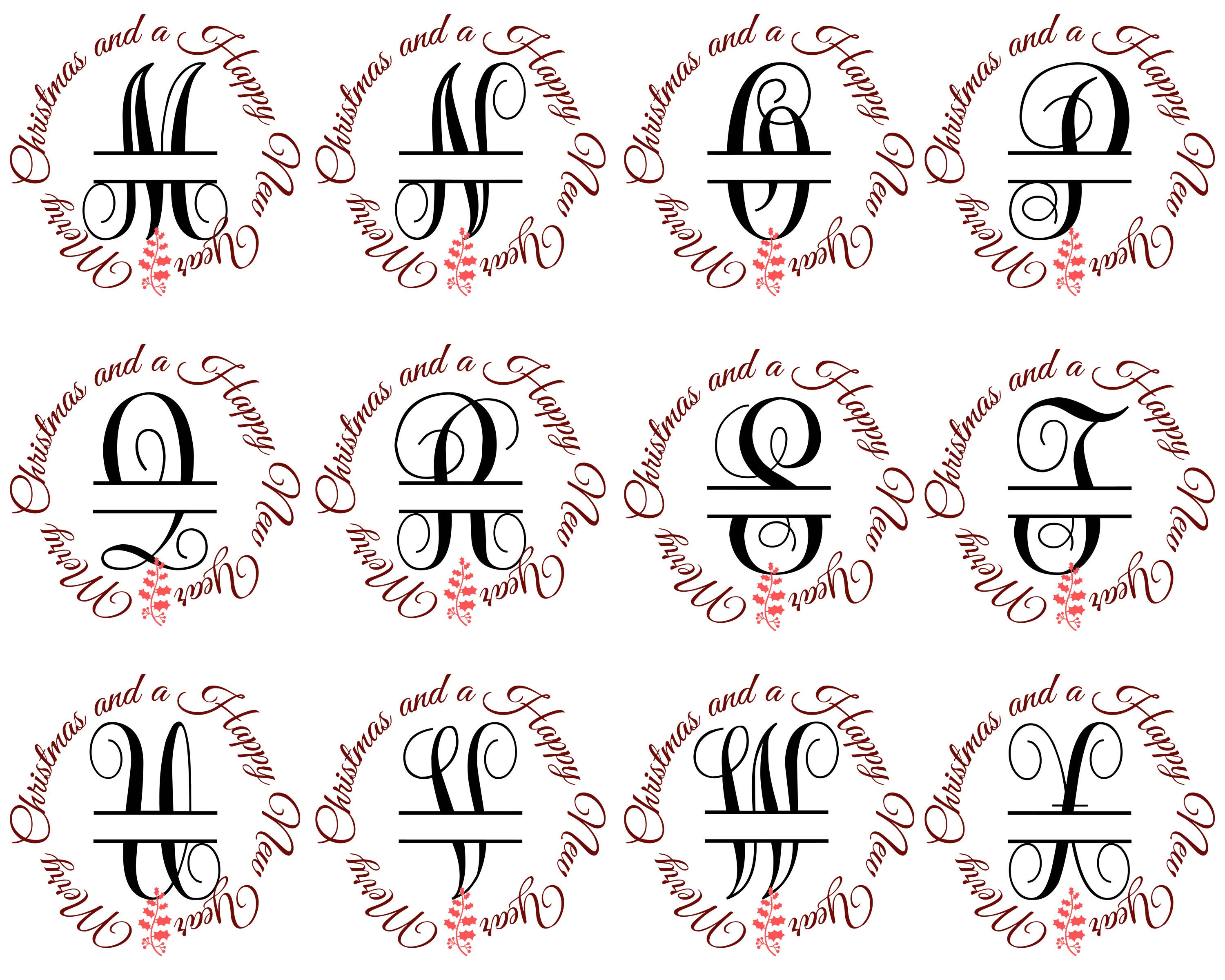 Split Monogram SVG Split Monogram Frame Svg Alphabet Bundle - Etsy
