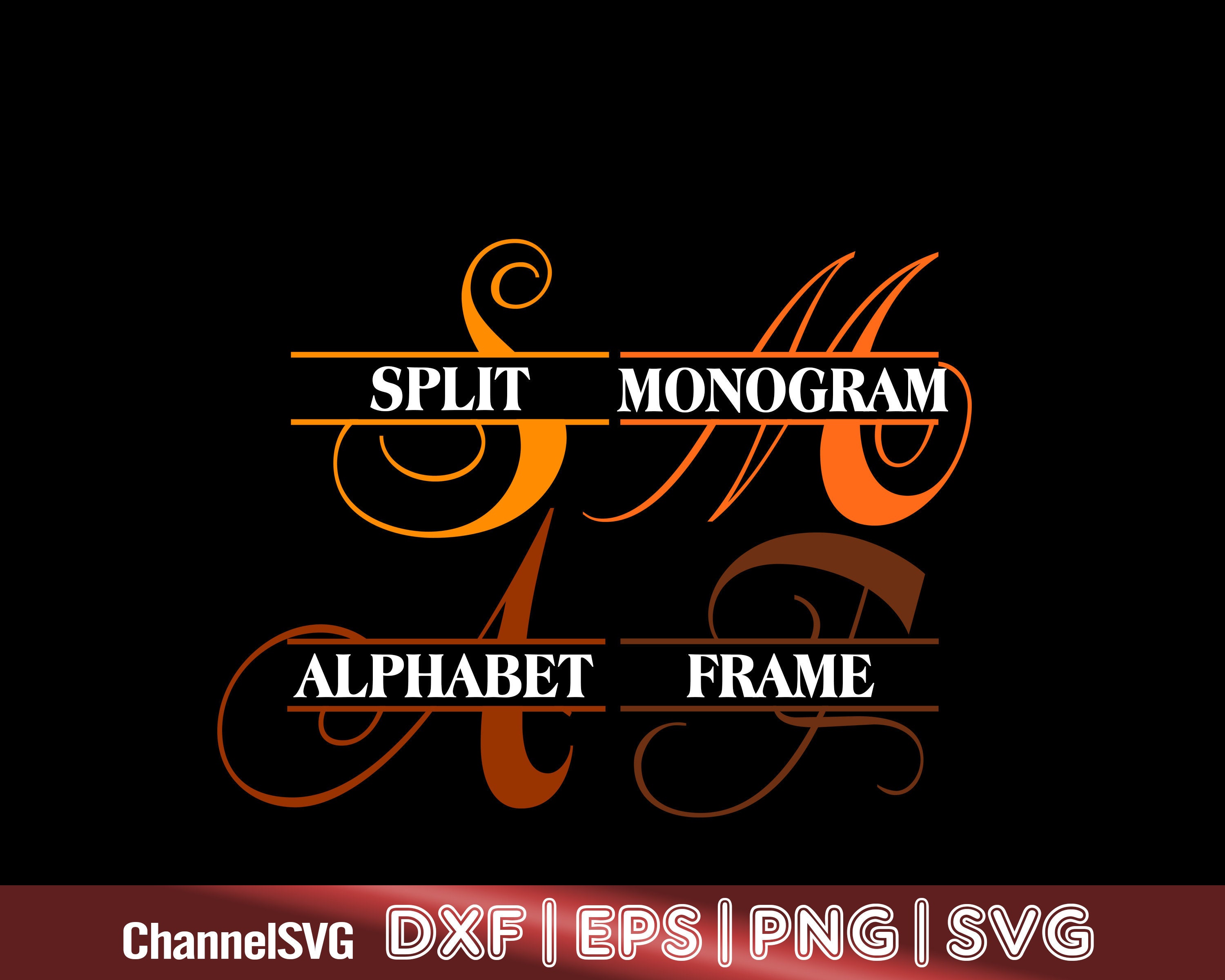 Split Alphabet Monogram Frame SVG Split Monogram Svg Alphabet | Etsy