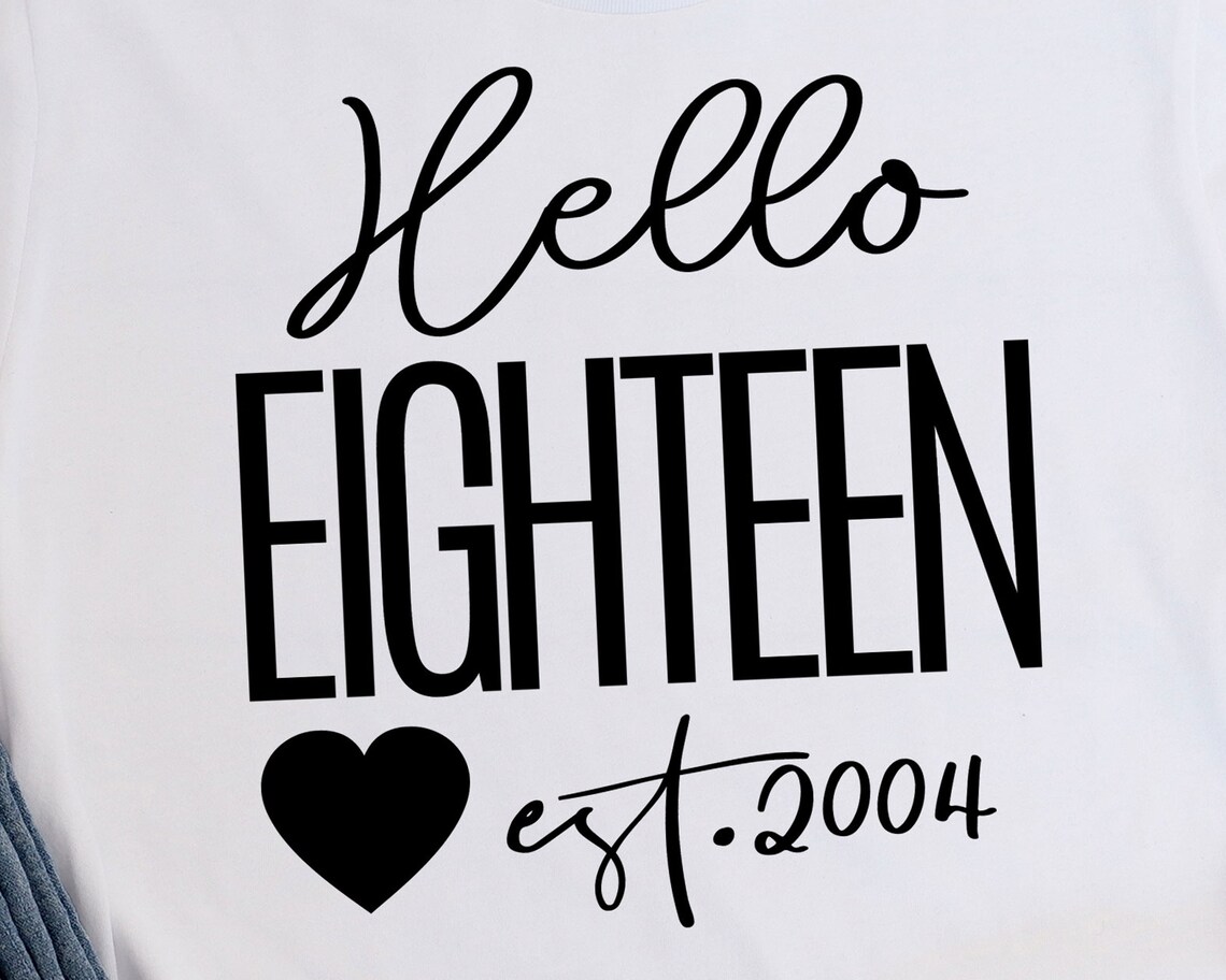 Hello Eighteen SVG Est 2004 Svg Eighteenth Birthday Svg - Etsy