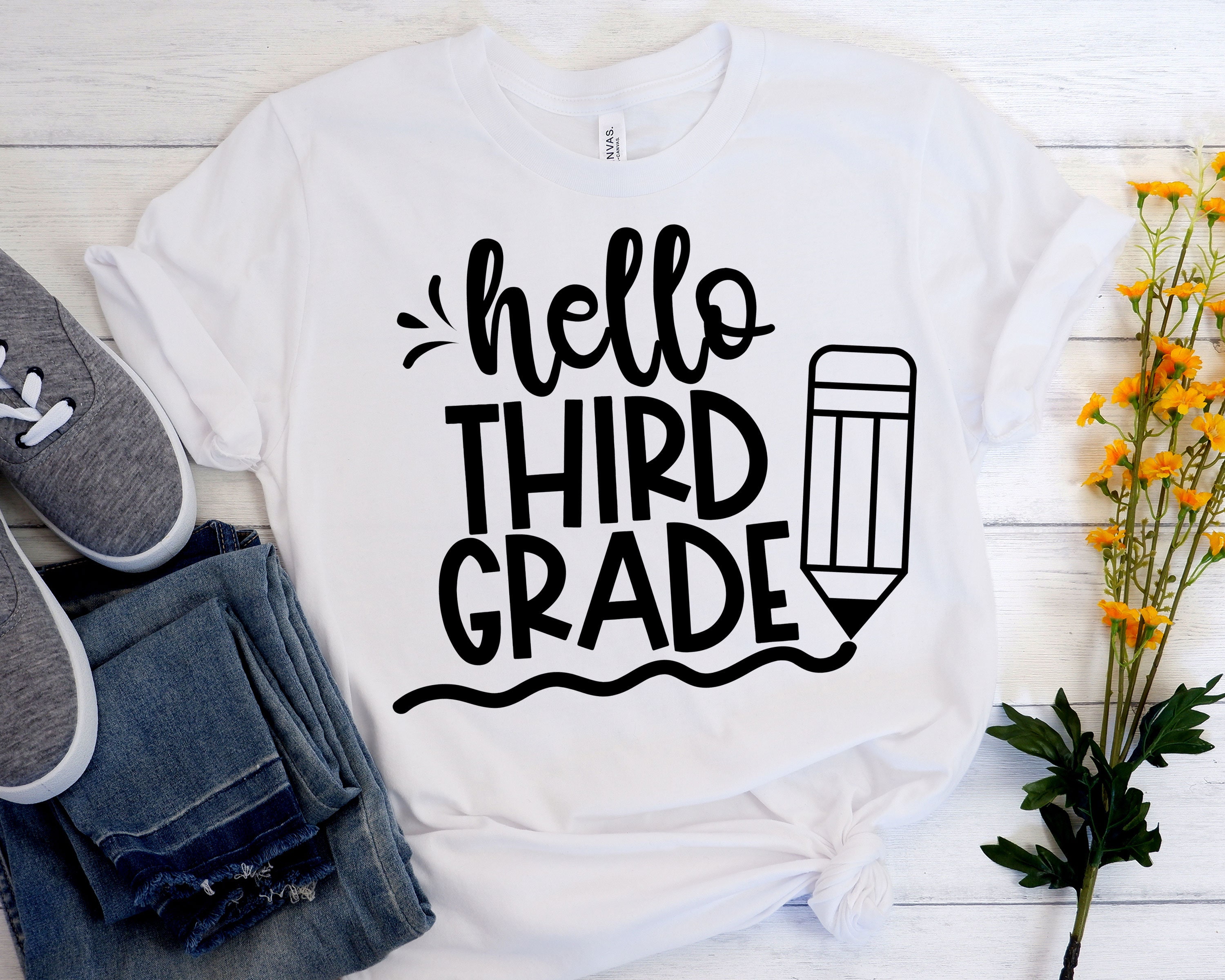 Hello Third Grade SVG Back to School Svg Shirt Svg First - Etsy