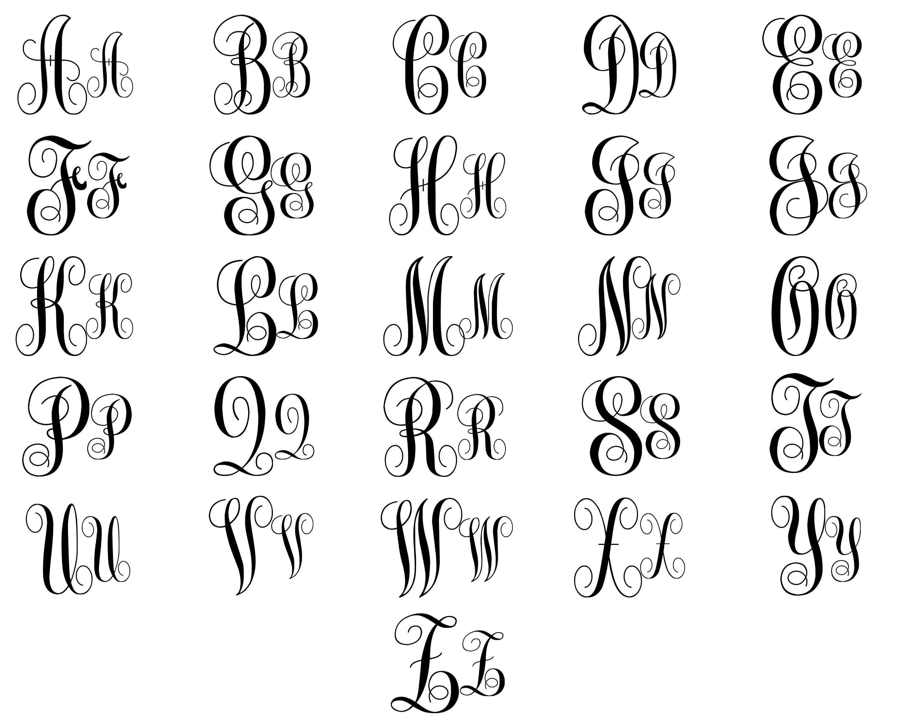4 Monogram Alphabets SVG Bundle Monogram Alphabet Frames Svg - Etsy