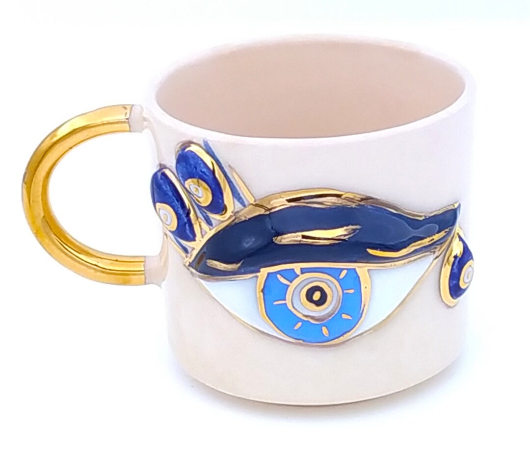 Evil Eye Mug, Evil Eye Cup, Eye Mug, Evil Eye Coffee Mug, Gold Mug ...