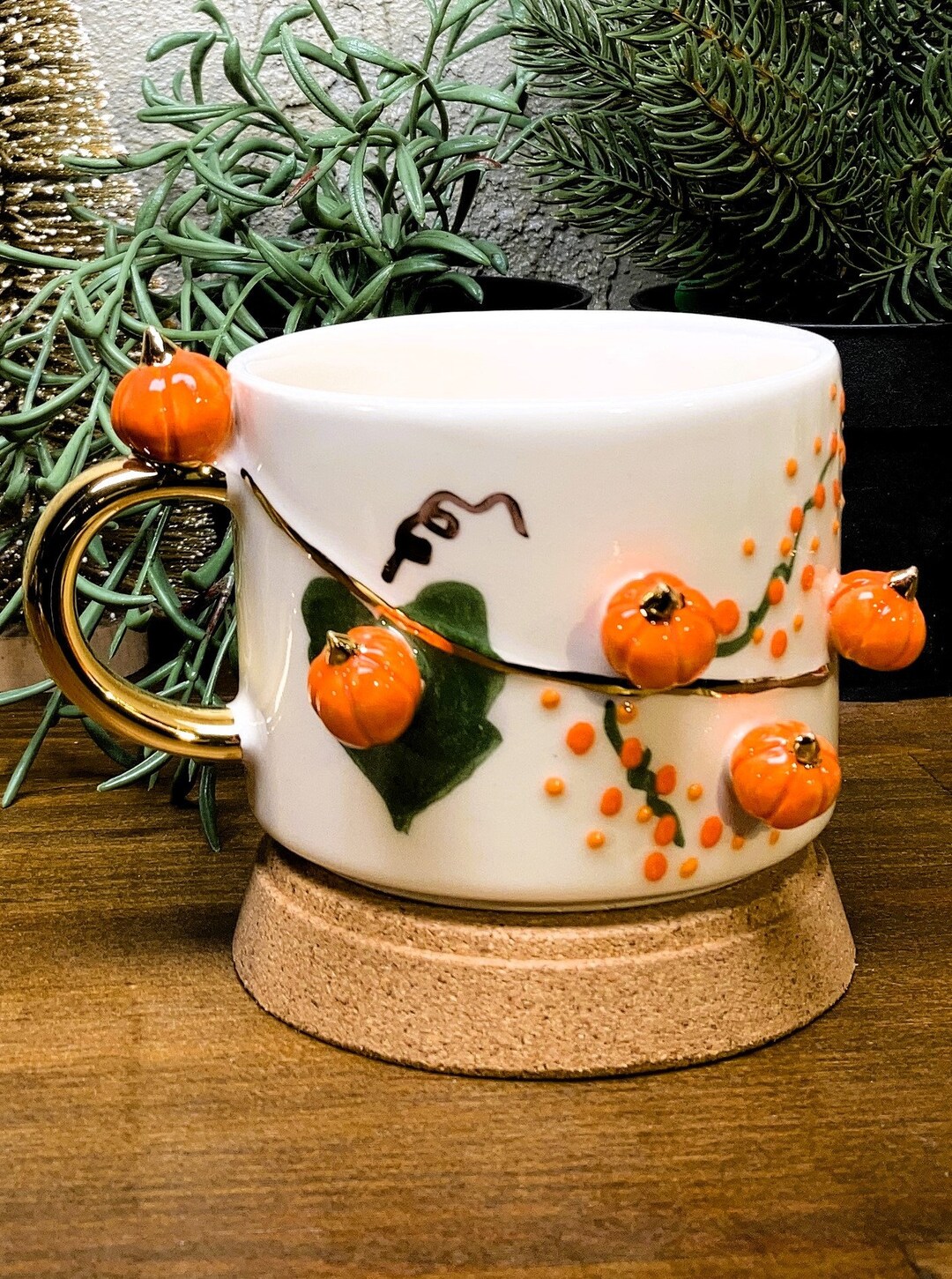 Handmade Mug, 24K Real Gold, Pumpkin Cup, 10 Fl Oz Mug, 300 Ml Mug, 24k ...