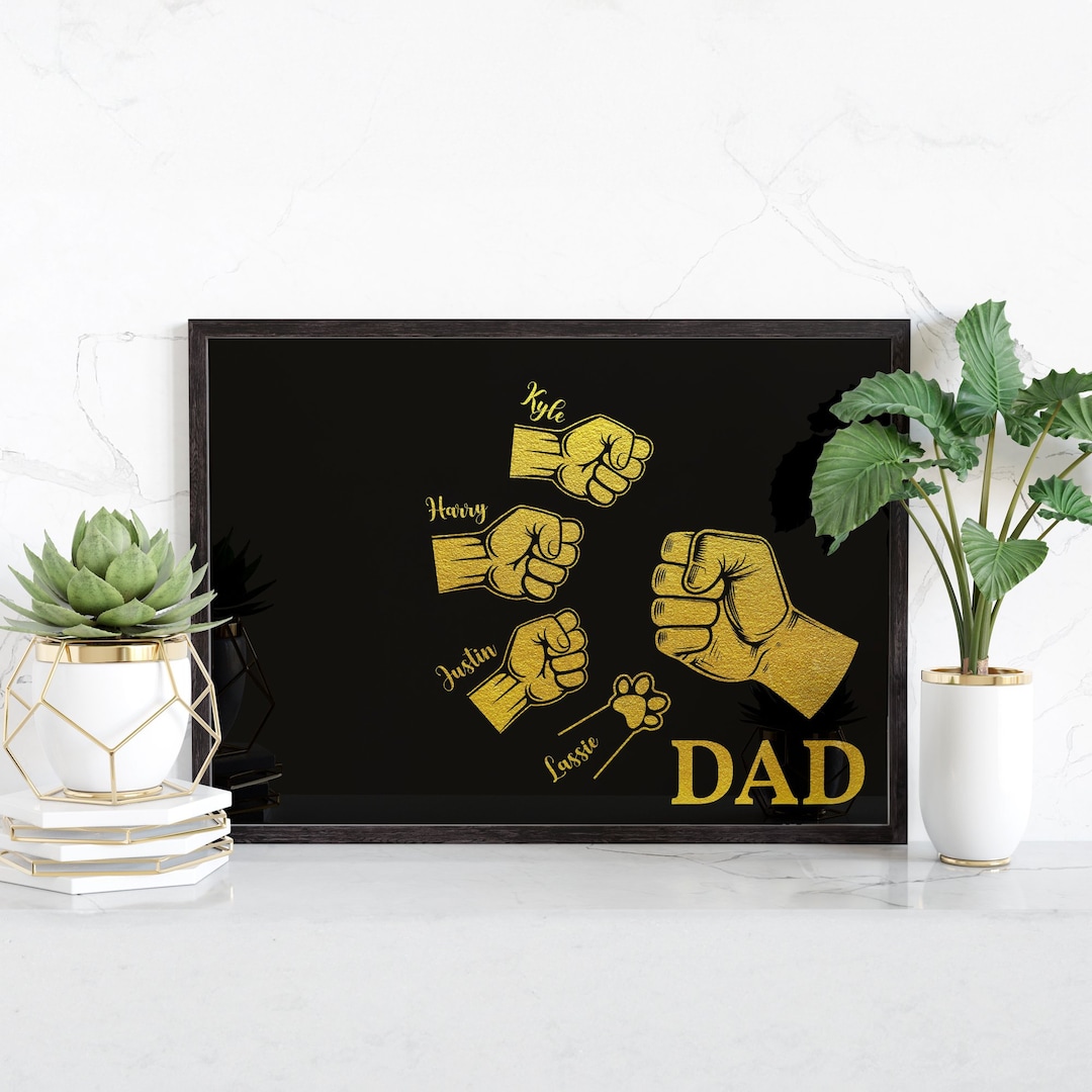 Fist Bump Dad Kids Pet Wooden Sign Board, Fathers Day Gift Fist Bump ...