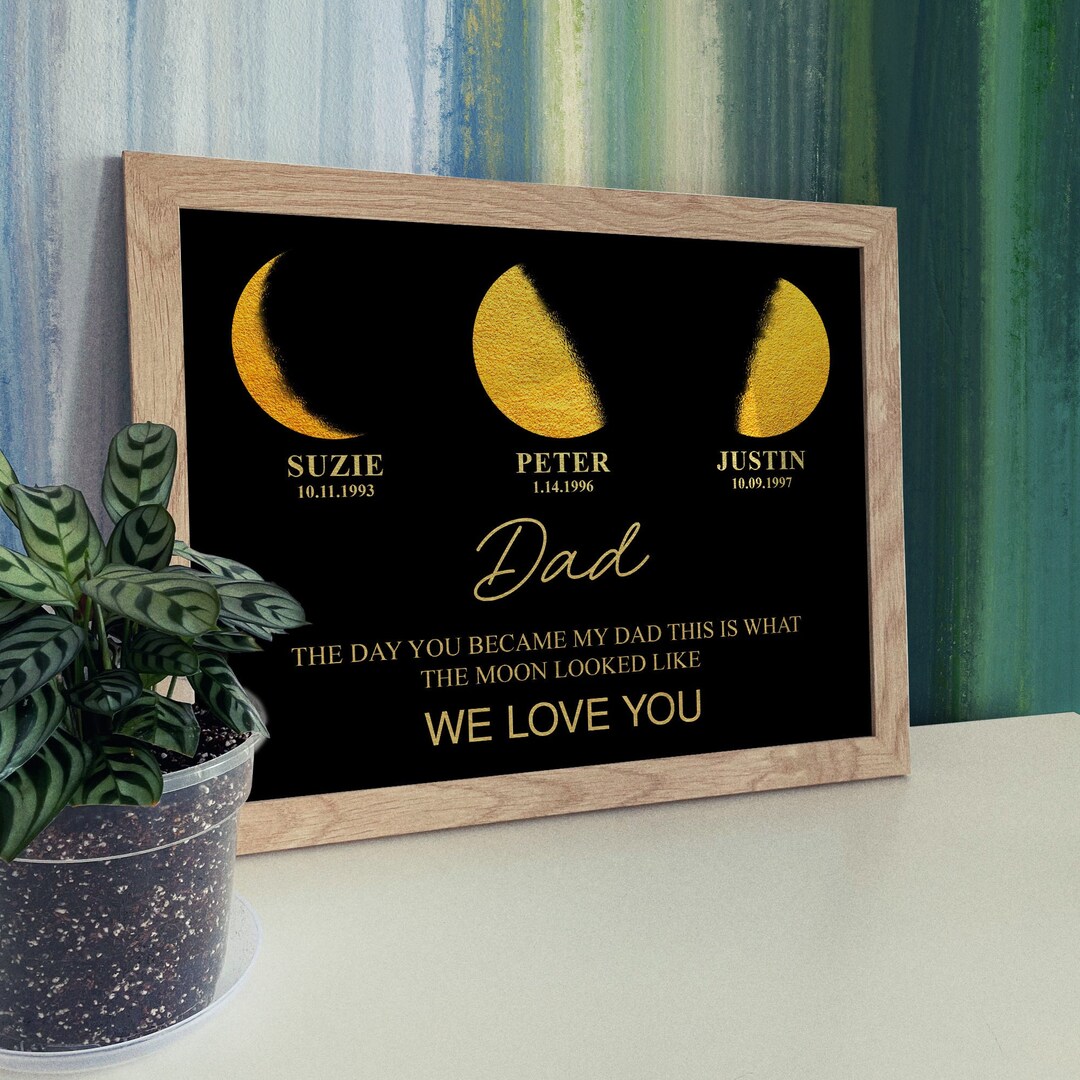 Fathers Day Gift Idea, Personalized Moons Phase Frame With Kids Names ...