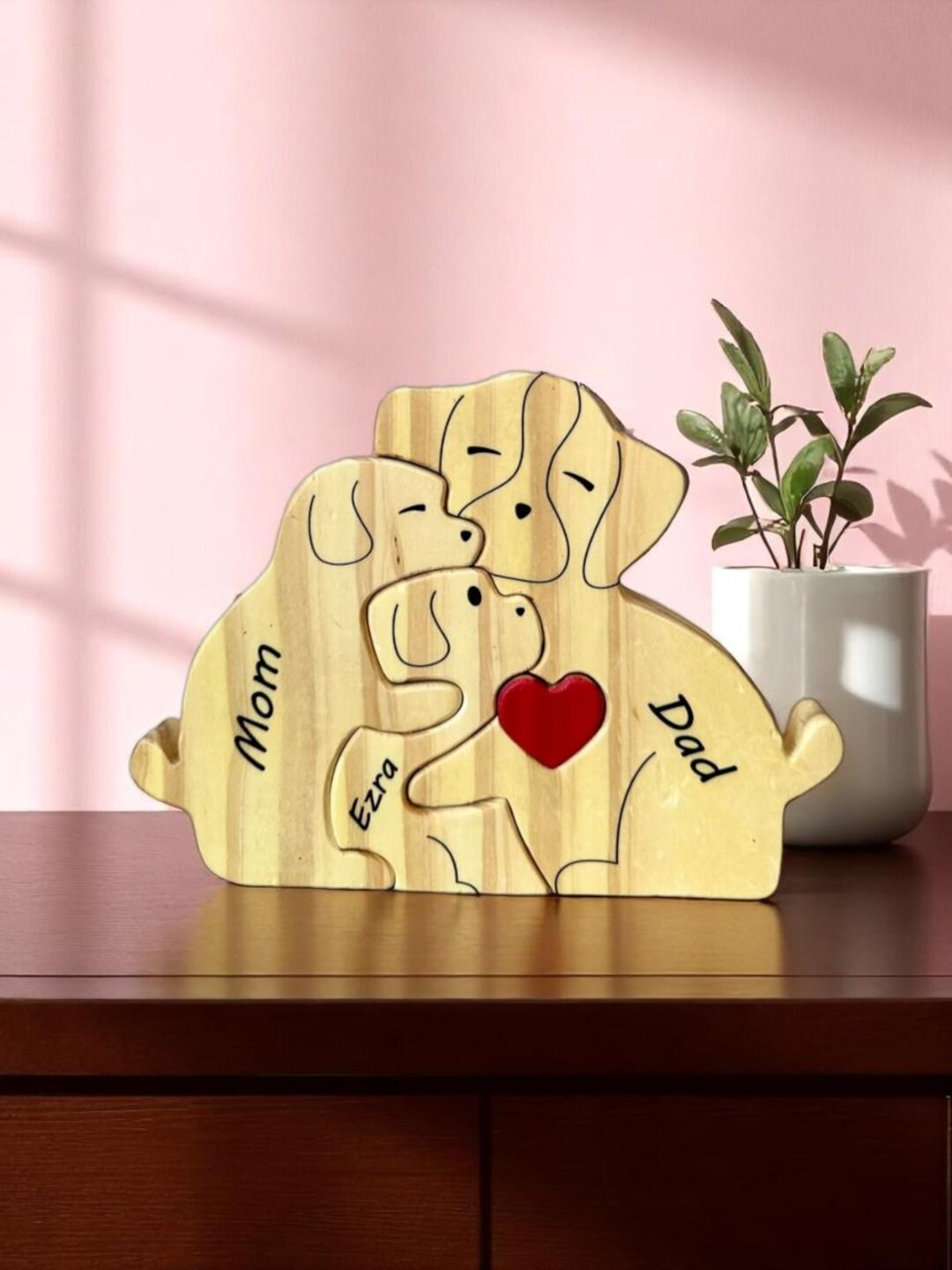 Engraved Wooden Dog Family Puzzle: Personalized Keepsake Gift - Etsy