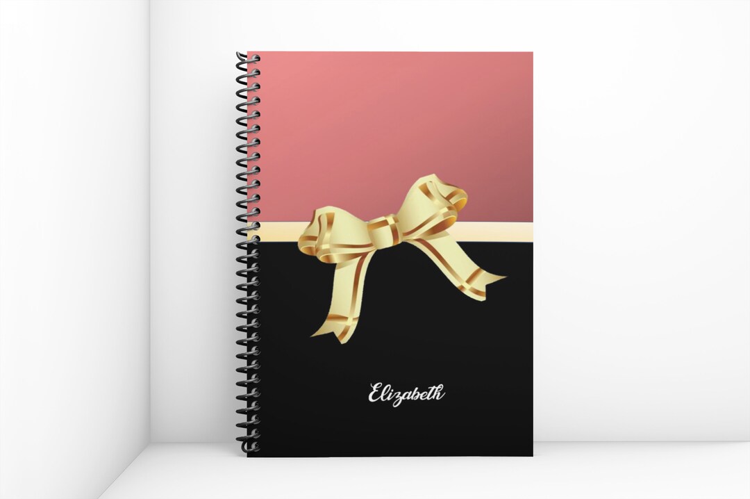 Personalized Bow Notebook, Elegant Gold Notebook, Chevron Gift Notebook ...
