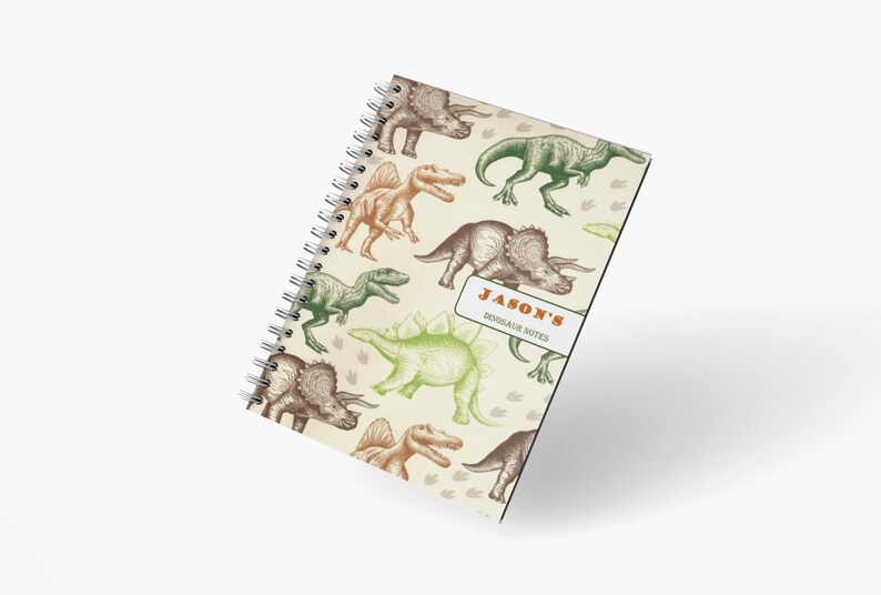 Dinosaur Gift Notebook for Kids/ Animal Custom Name Book for Youth ...