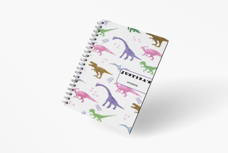 Dinosaur Gift Notebook for Kids/ Animal Custom Name Book for Youth ...