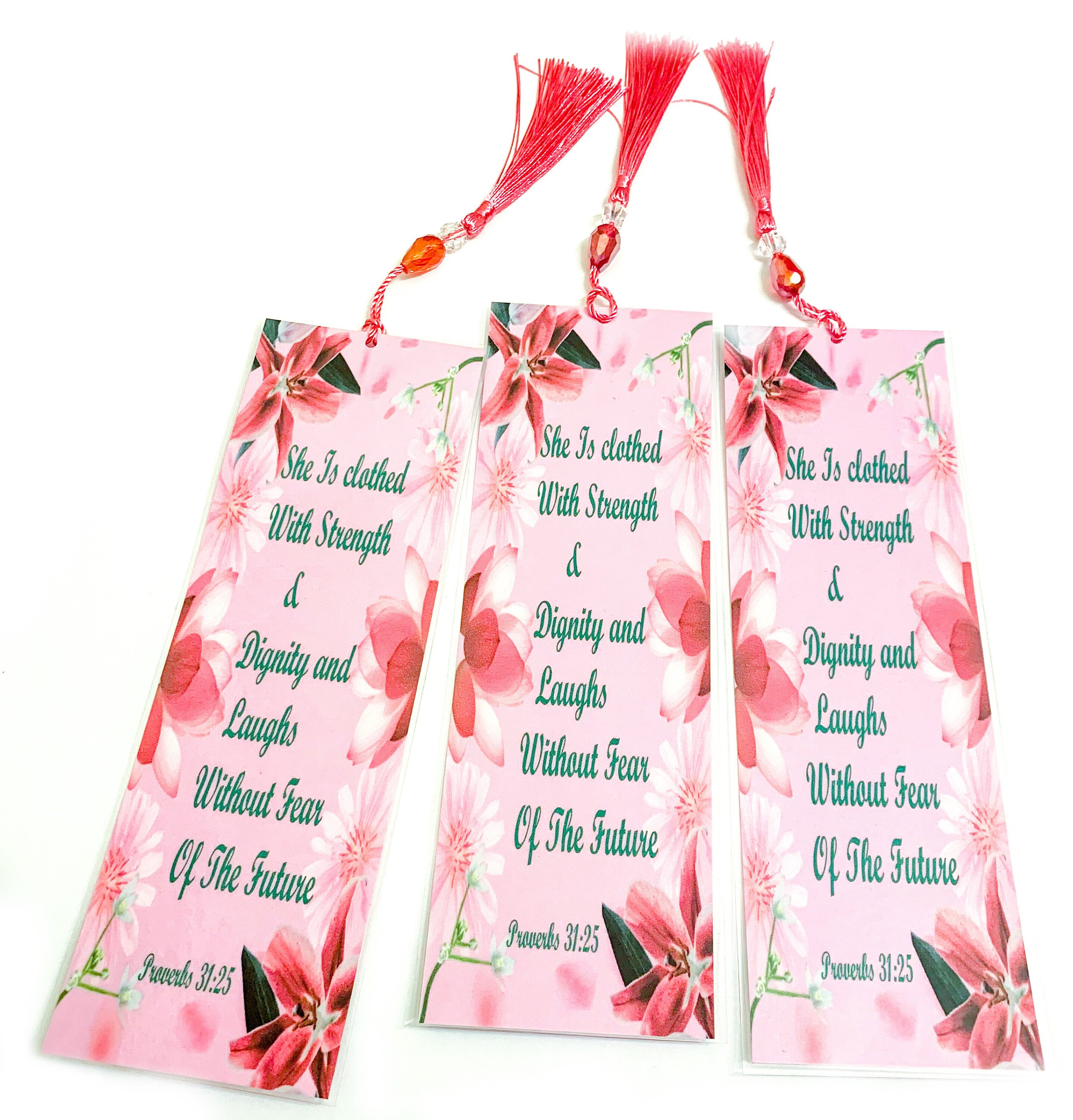 Floral Handmade Bookmark, Flower Proverbs, Bible Verse Bookmarks ...