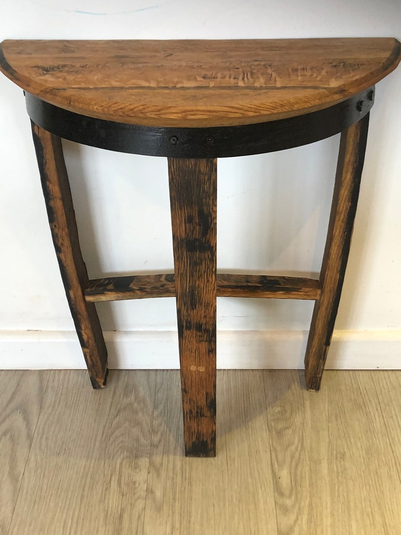 Half Moon Oak Whiskey Barrel Side Table. | Etsy UK