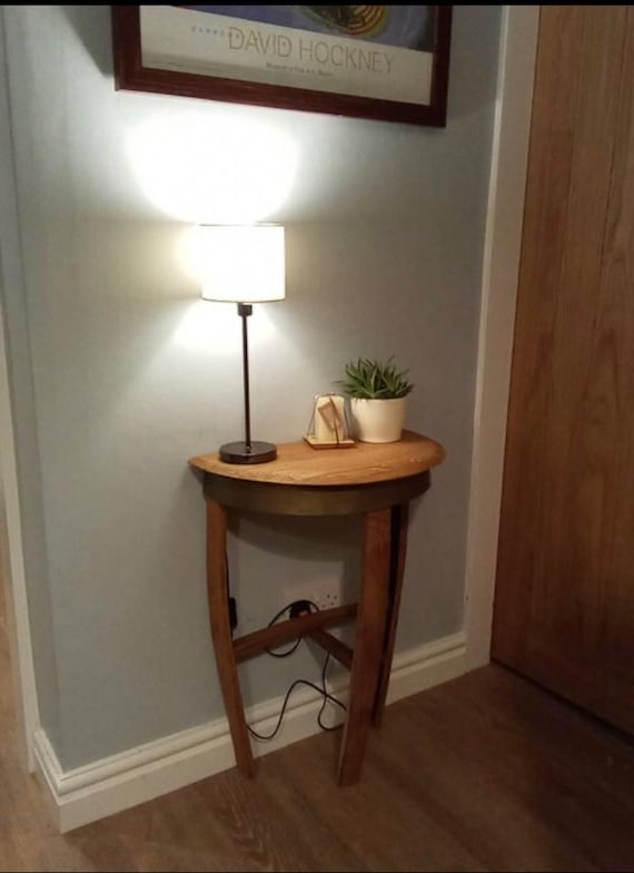 Half Moon Oak Whiskey Barrel Side Table. | Etsy UK