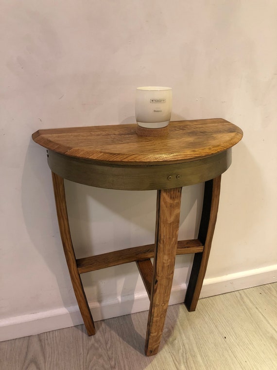 Half Moon Oak Whiskey Barrel Side Table. | Etsy