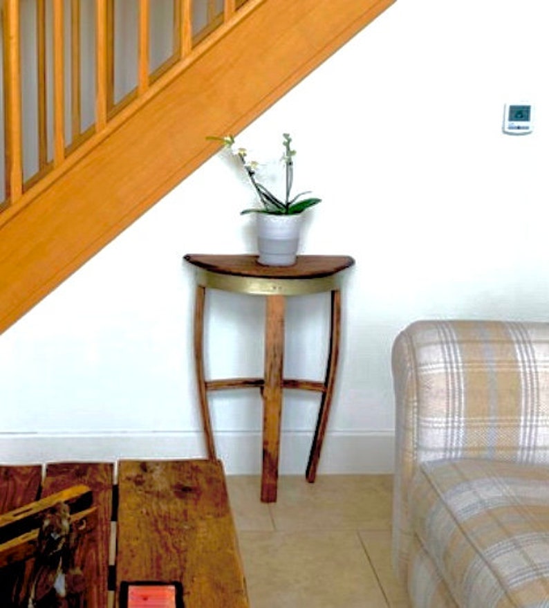 Half Moon Oak Whiskey Barrel Side Table. | Etsy UK