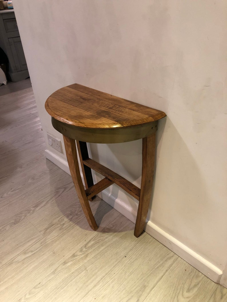 Half Moon Oak Whiskey Barrel Side Table. | Etsy UK