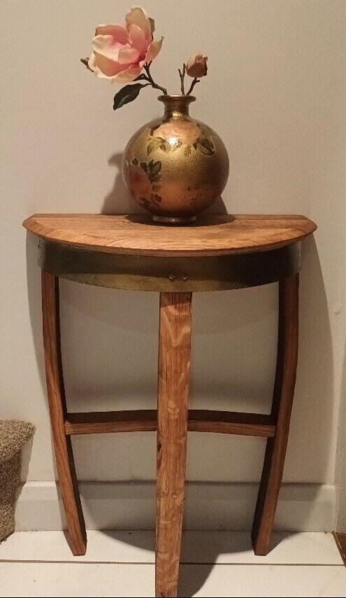 Half Moon Oak Whiskey Barrel Side Table. | Etsy UK