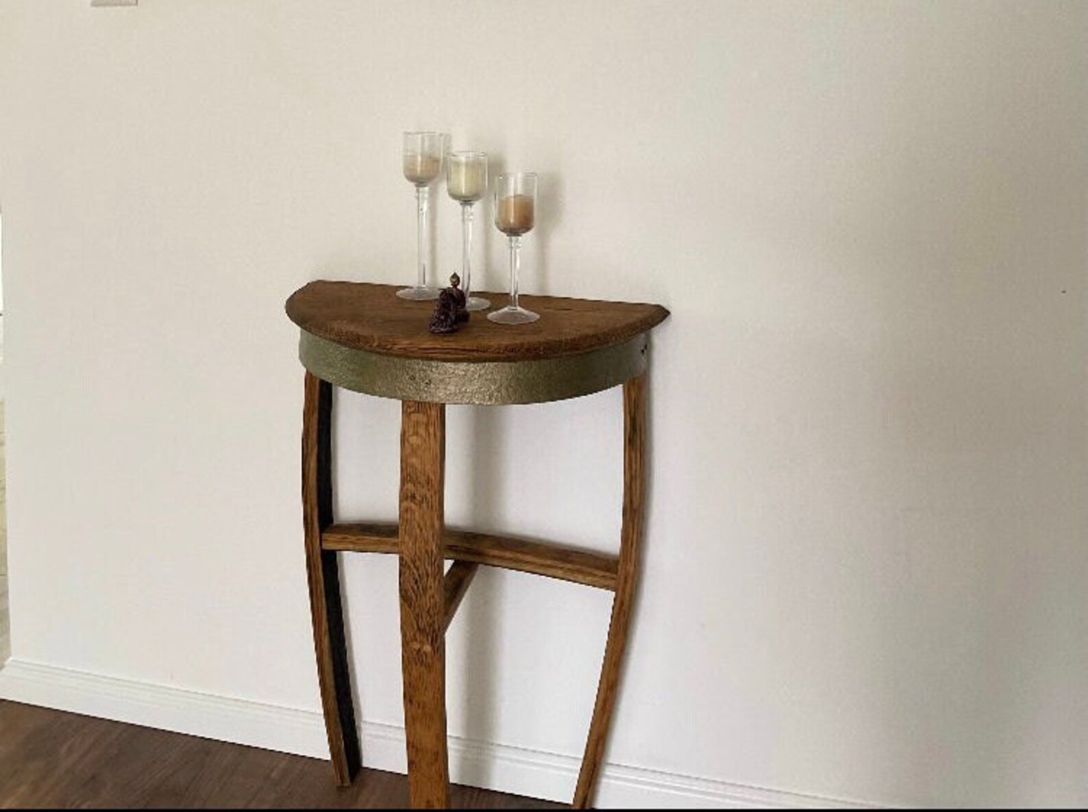 Half Moon Oak Whiskey Barrel Side Table. | Etsy UK