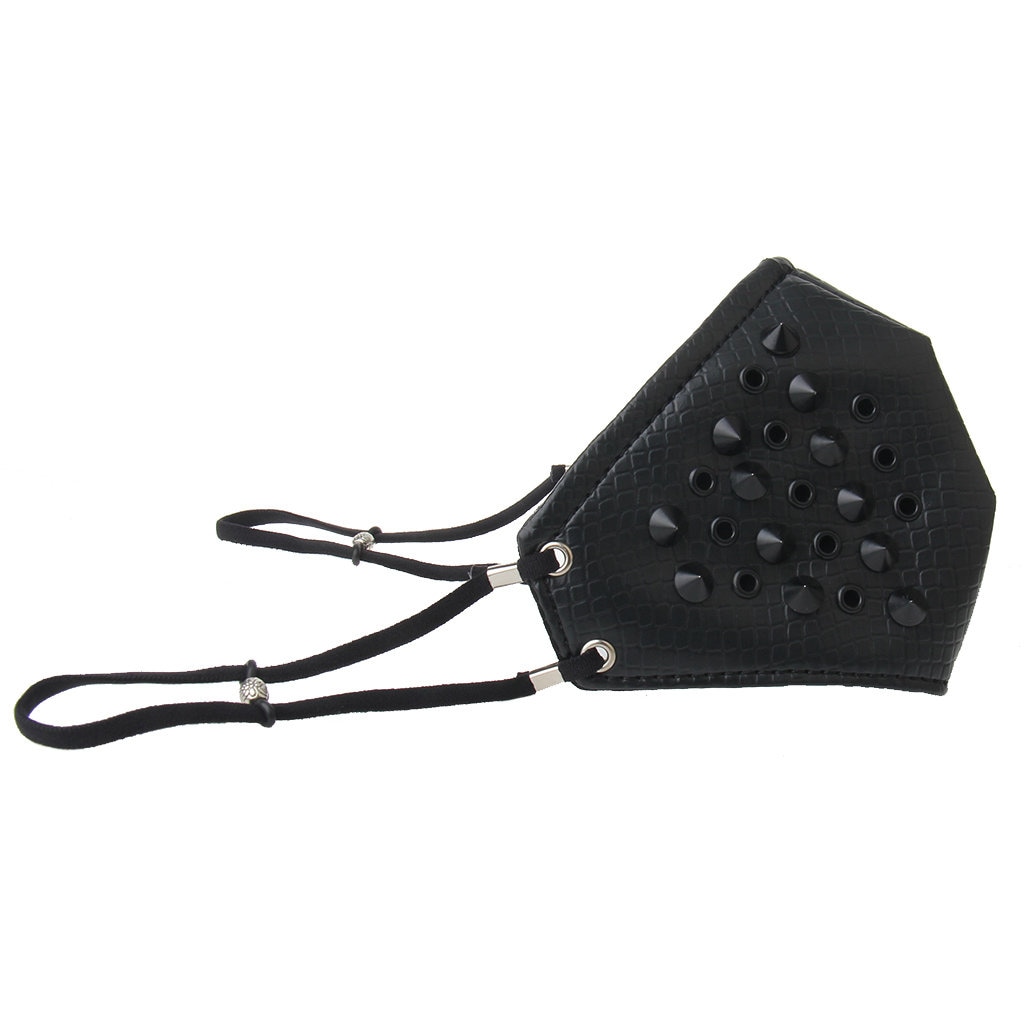 Black Spiked Leather Face Mask Punk Rivet Mask Biker | Etsy