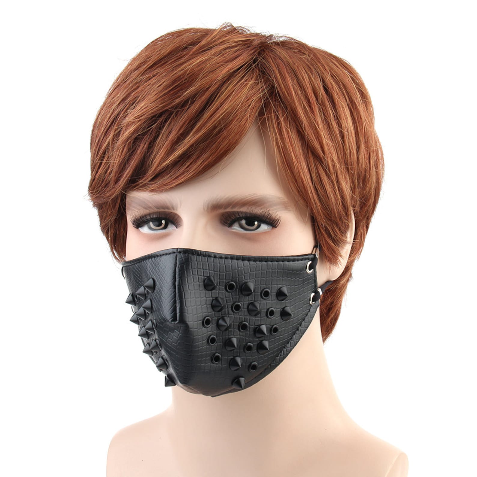 Black Spiked Leather Face Mask Punk Rivet Mask Biker | Etsy