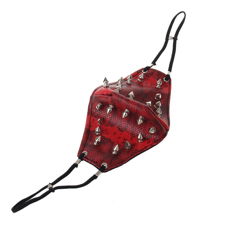 Black Spiked Leather Face Mask Punk Rivet Mask Biker | Etsy