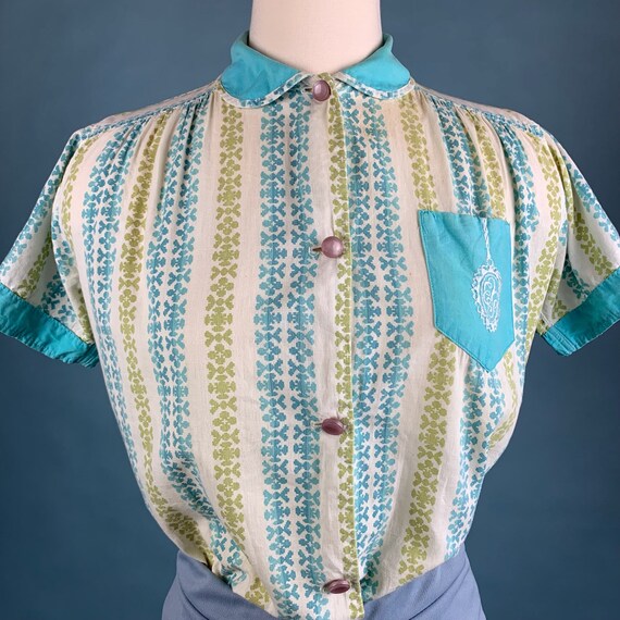 1950s/60s Vintage TIKI inspired PETER PAN Collar Pock… - Gem