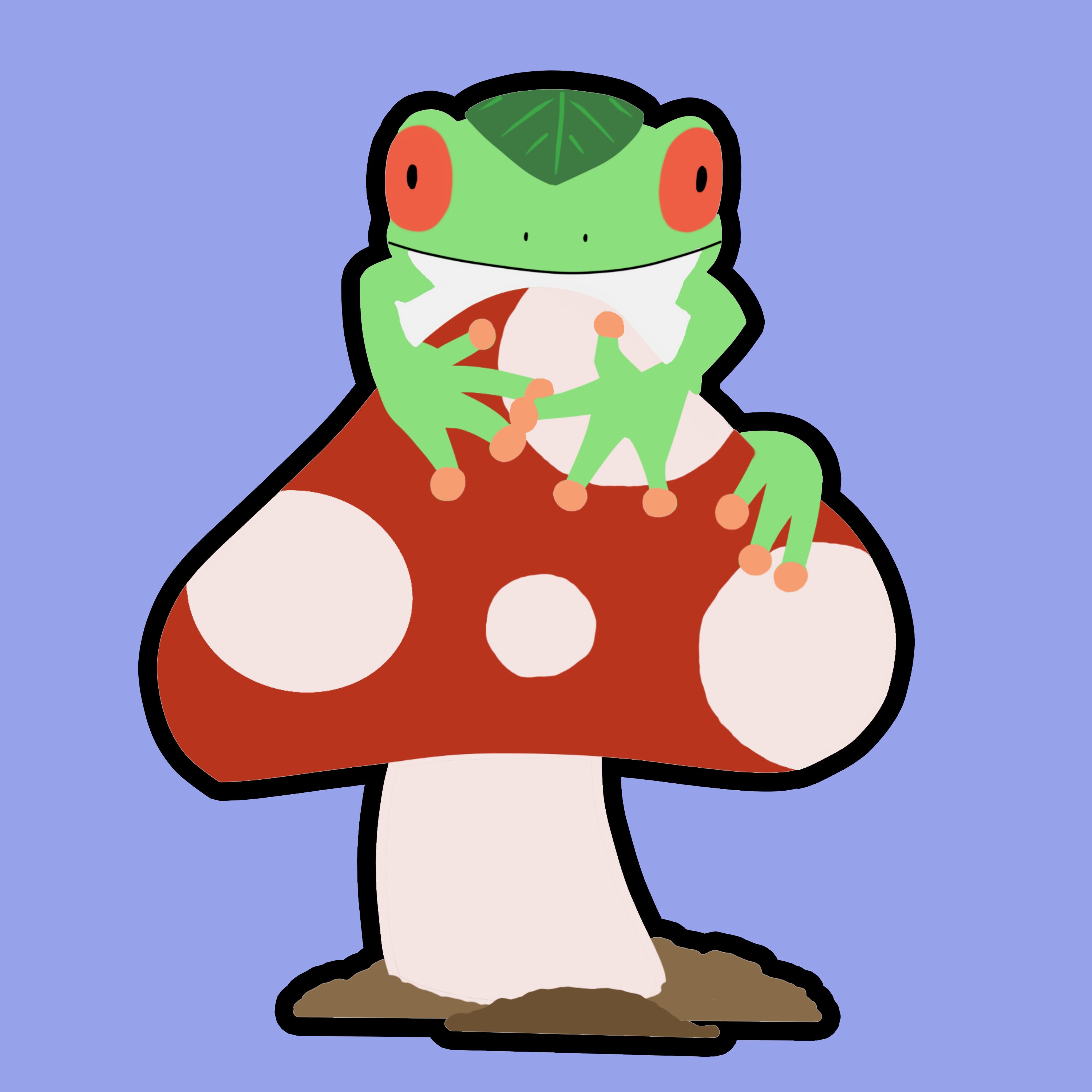 8cm Frog Vinyl Sticker Frog Sat on a Toadstool | Etsy