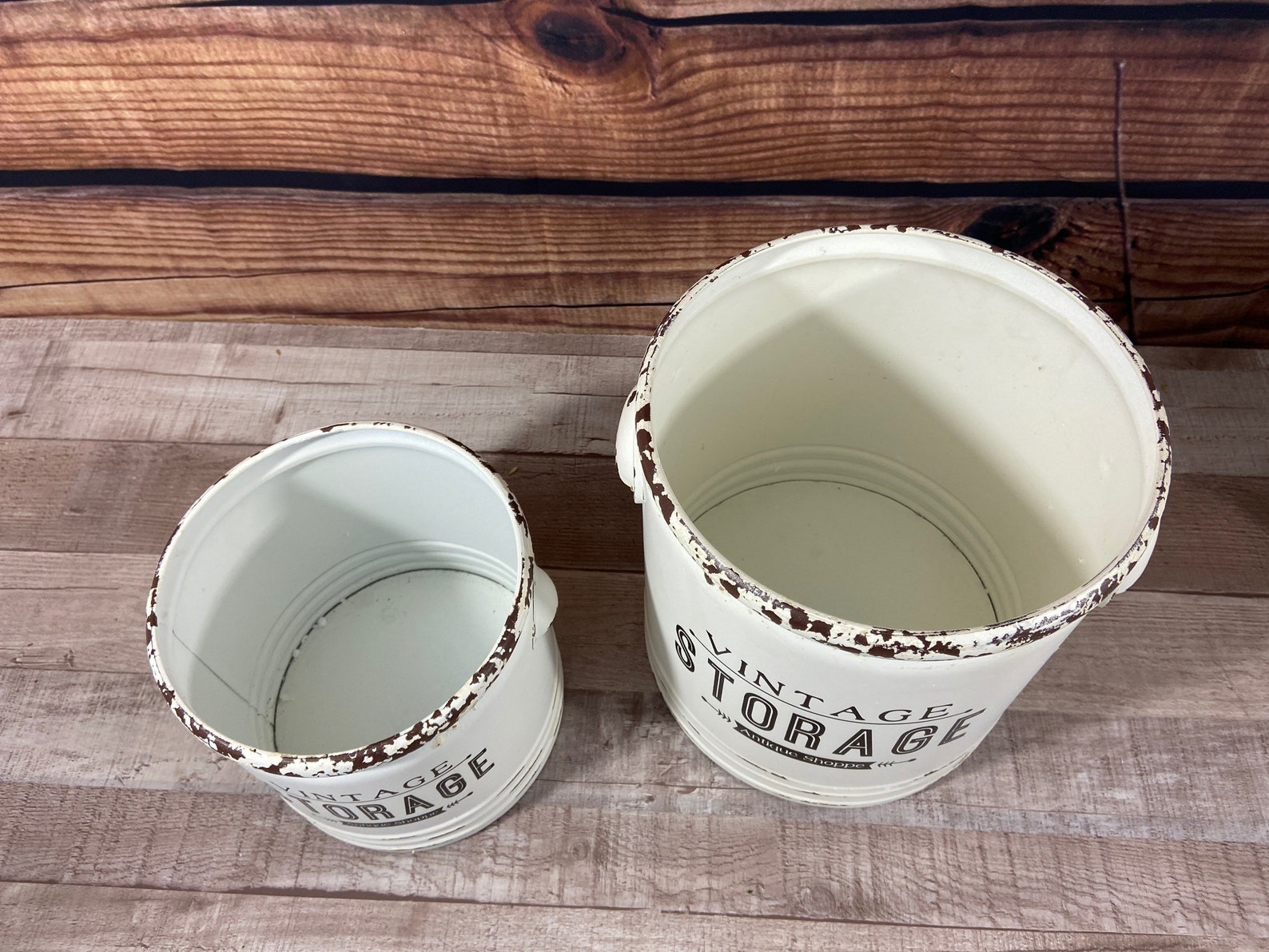 White Enamel Rustic Storage Containers - Etsy