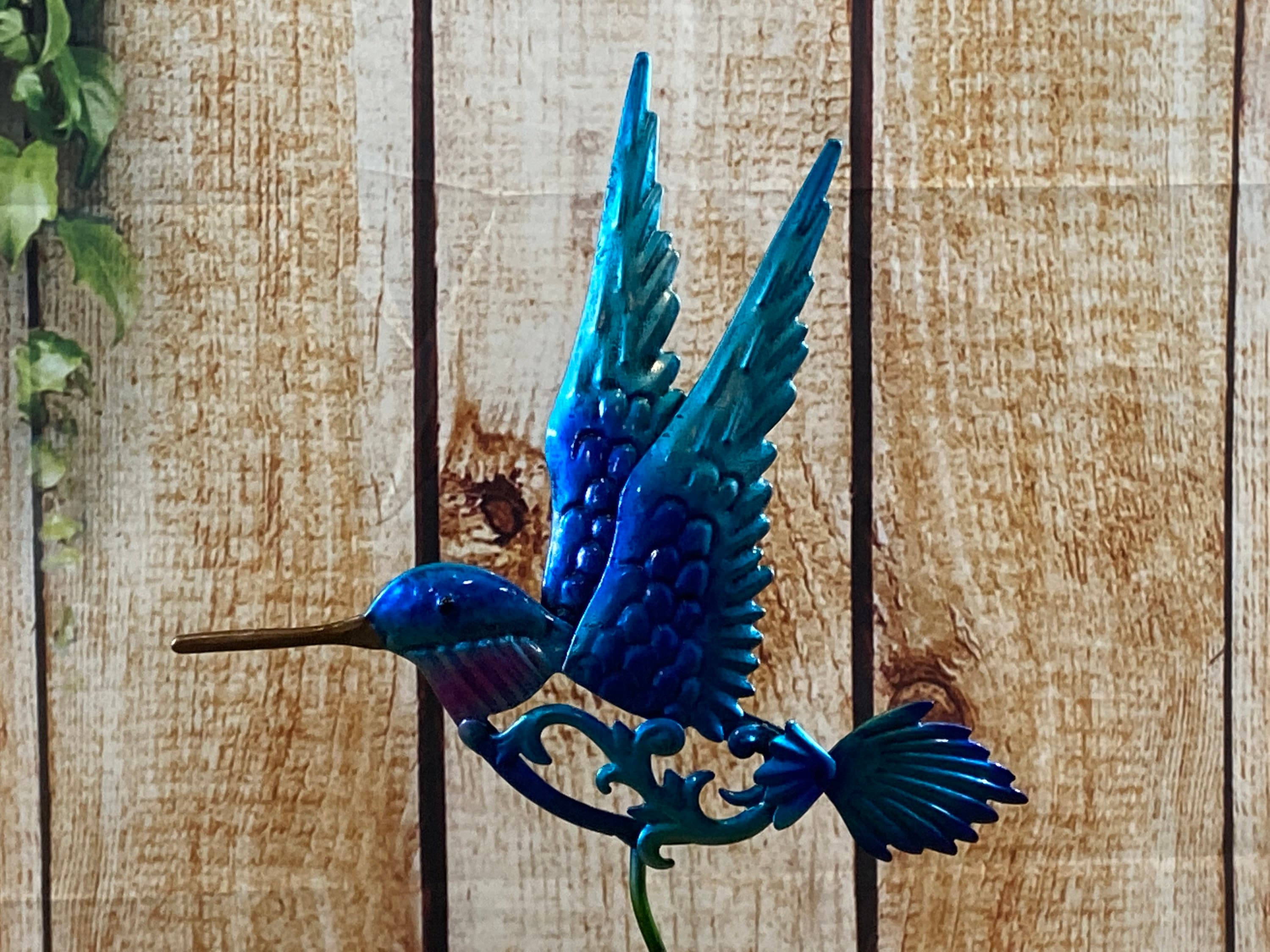 Hummingbird Garden Stake Yard Decor 32 Blue - Etsy