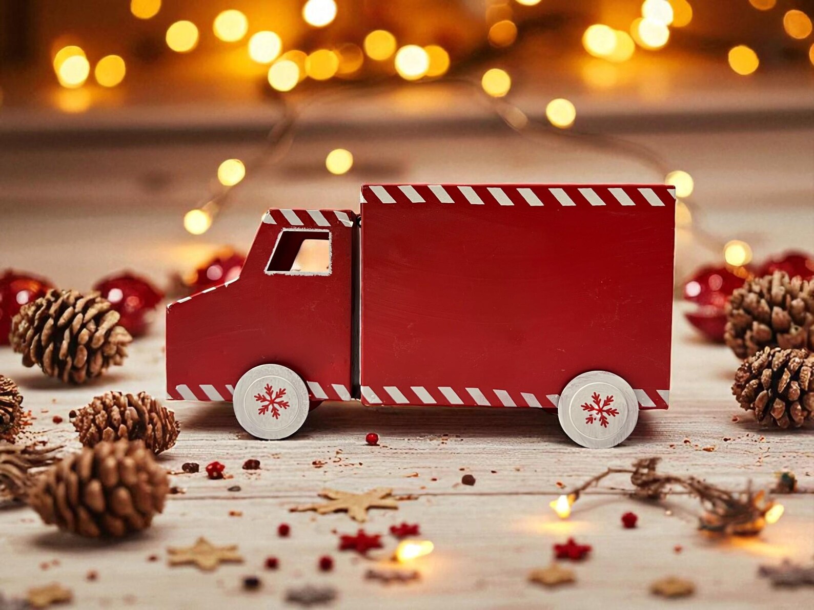 Red Santa Mail Truck Mailbox - North Pole Express Delivery Vehicle ...