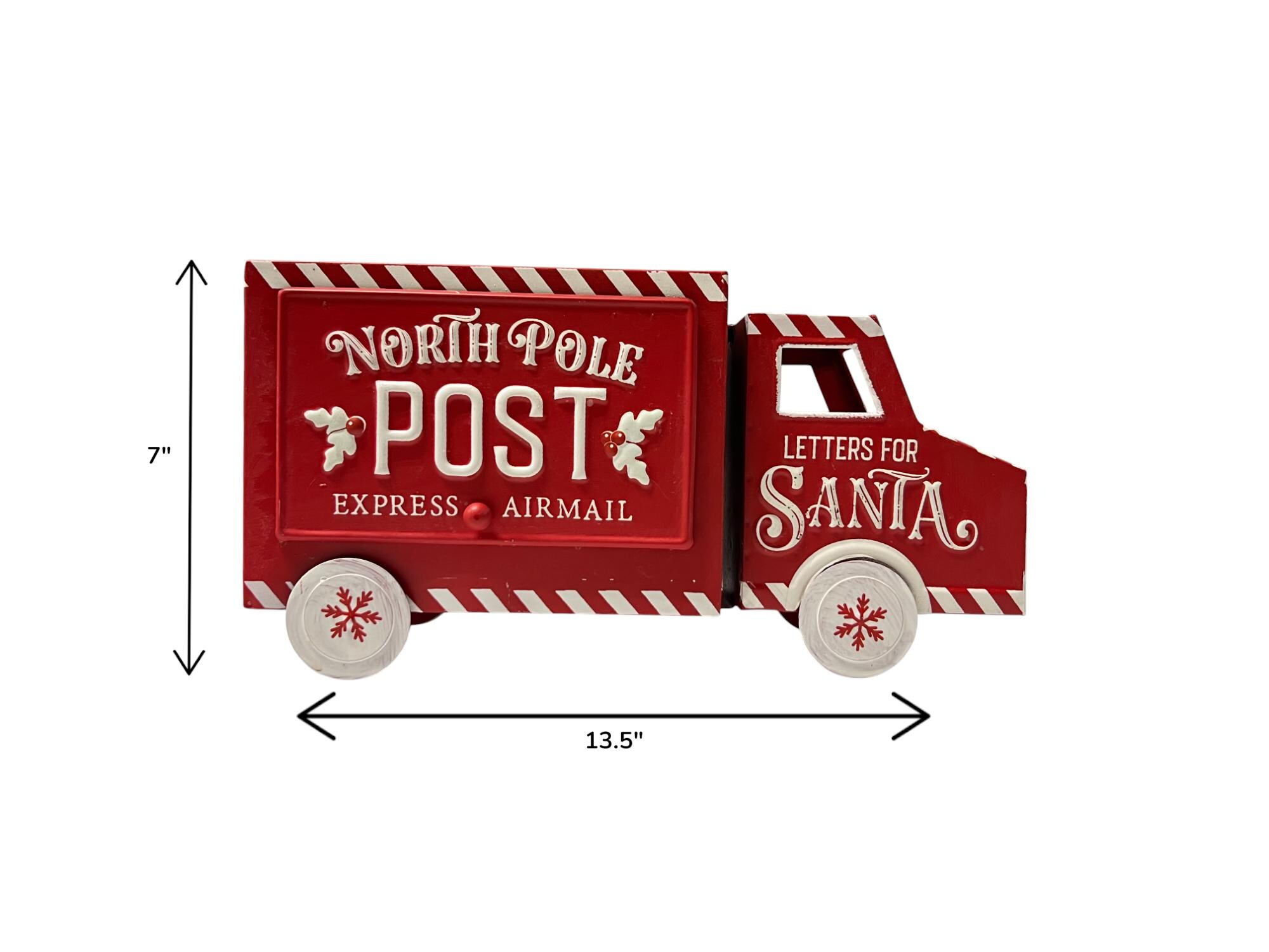 Red Santa Mail Truck Mailbox - North Pole Express Delivery Vehicle ...