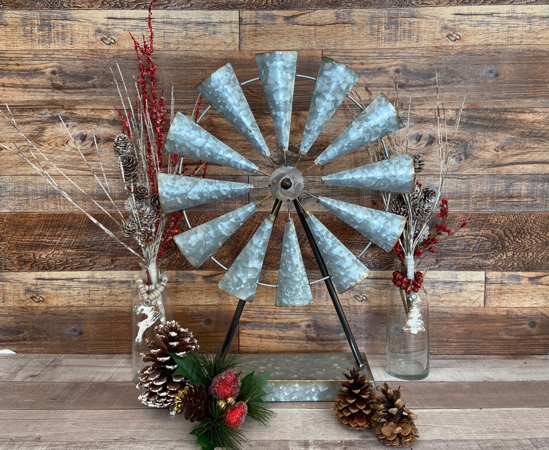 Metal Farmhouse Tabletop Windmill Decor - Etsy