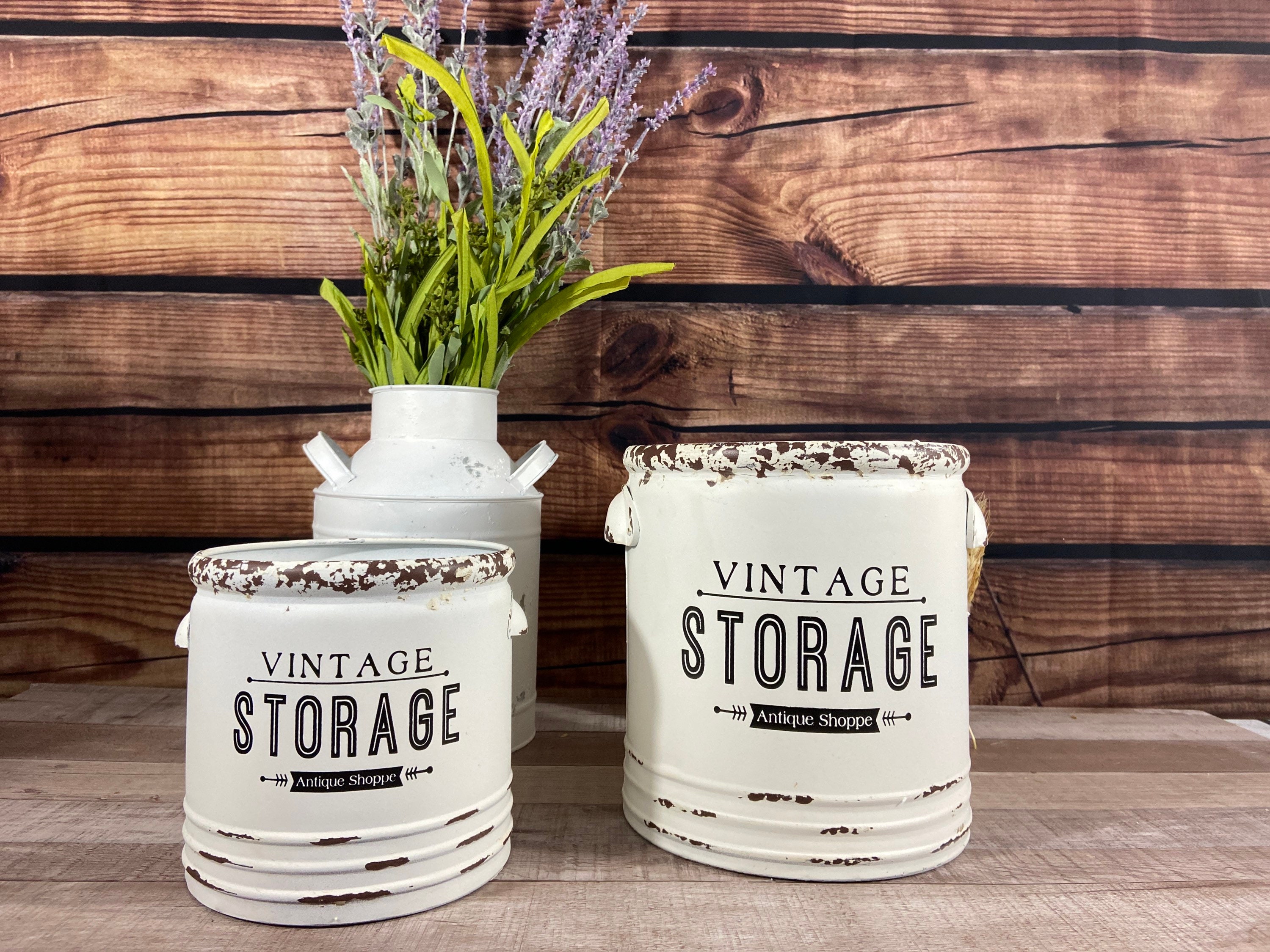White Enamel Rustic Storage Containers - Etsy