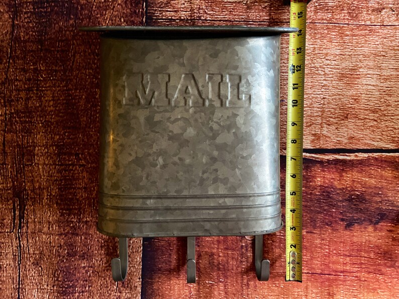 Galvanized Wall-mounted Mailbox With Hooks Post Box Rustic | Etsy