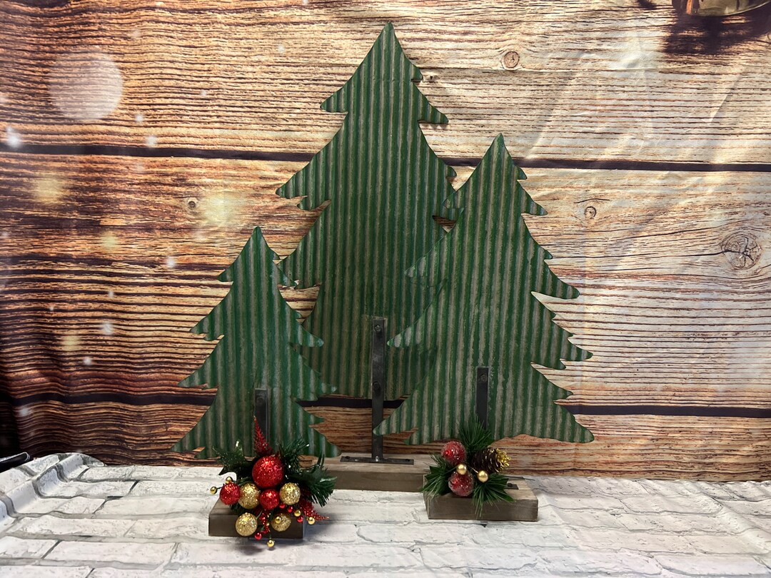 Galvanized Metal Christmas Trees set of Three - Etsy