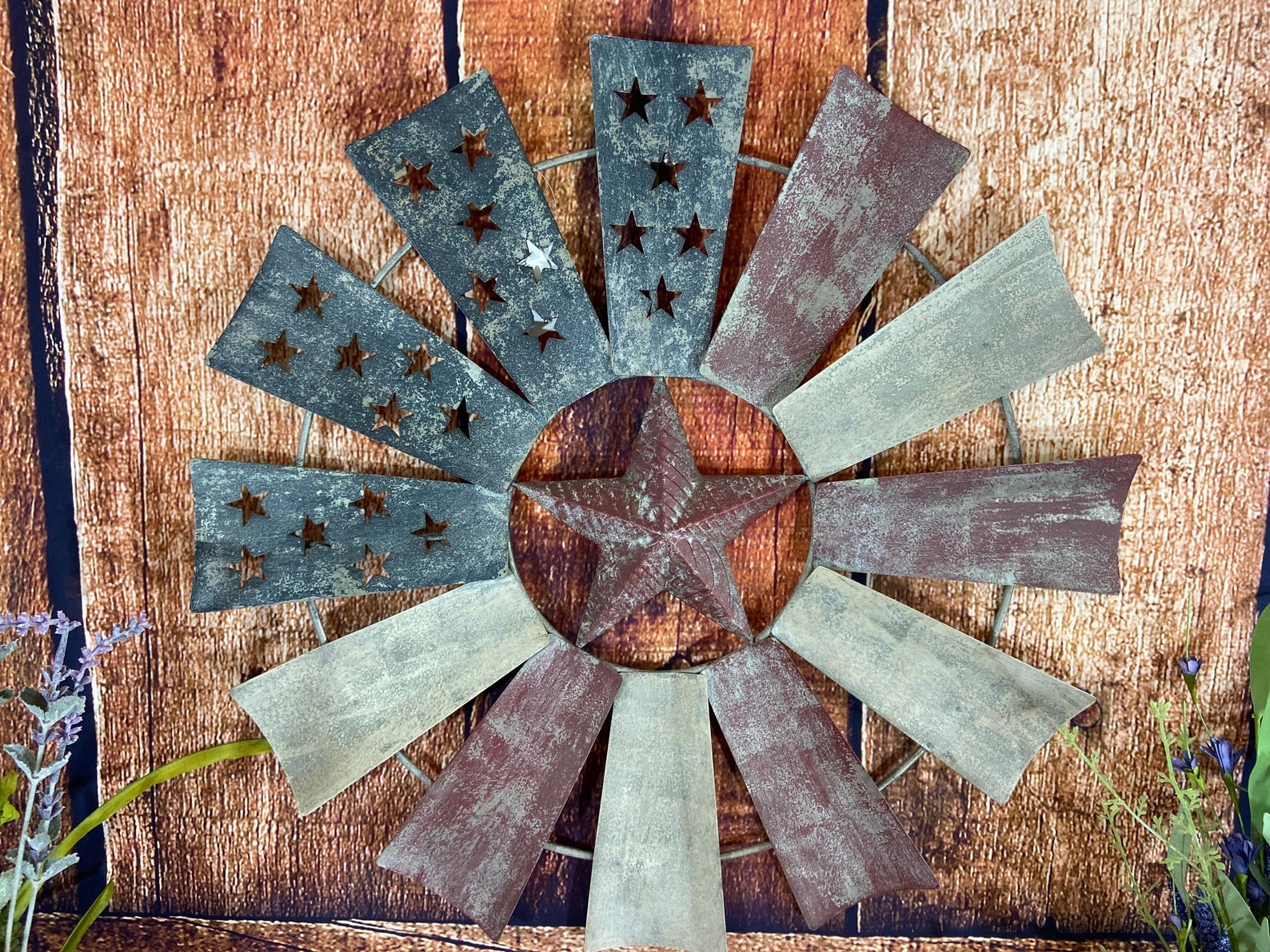 Patriotic American Flag Windmill Wall Decor - Etsy