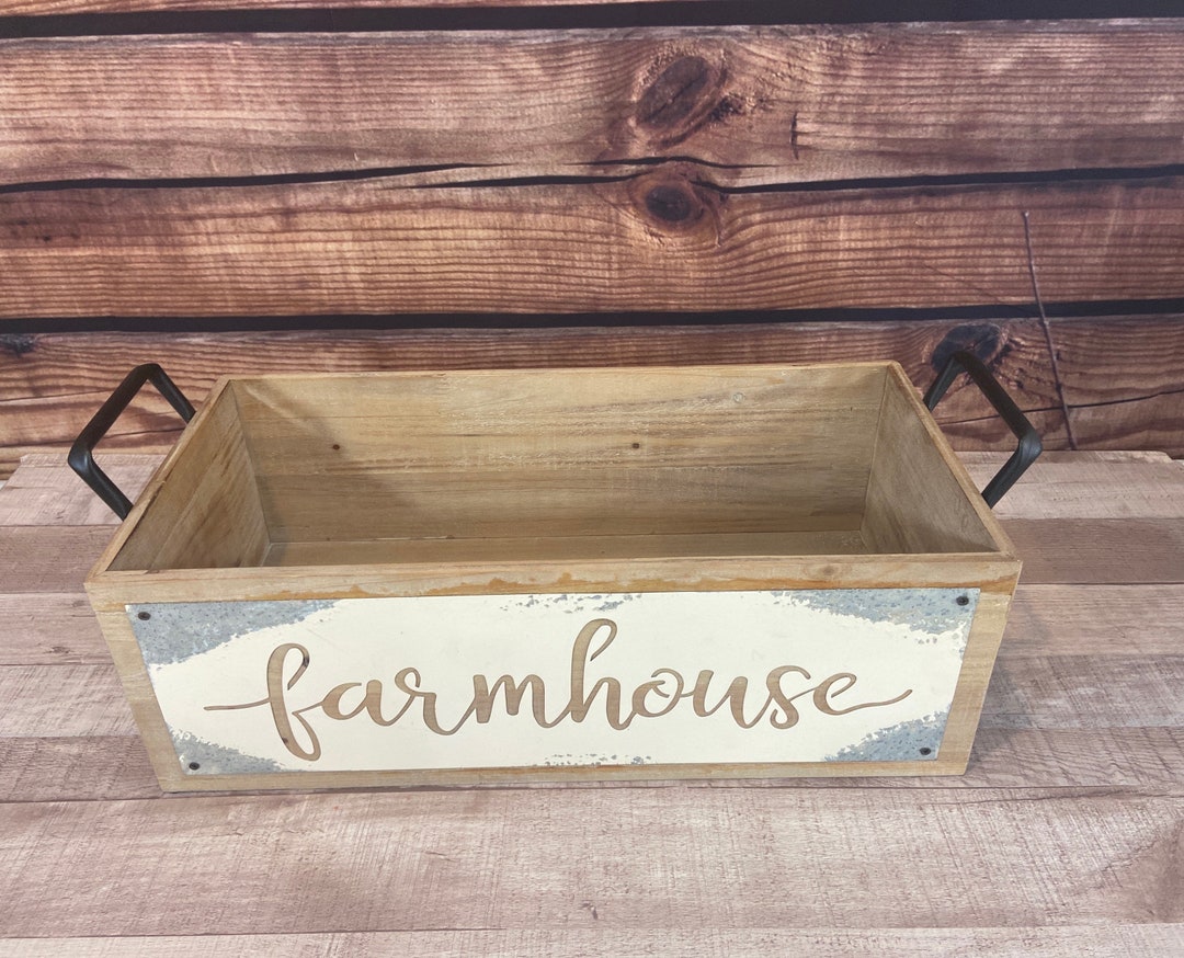 Wooden Farmhouse Storage Box - Etsy