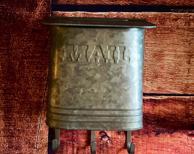 Galvanized Wall-mounted Mailbox With Hooks - Etsy
