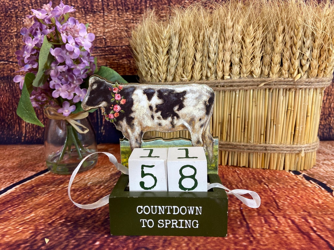 Cow Block Countdown Calendar | Farmhouse Perpetual Calendar | Spring ...